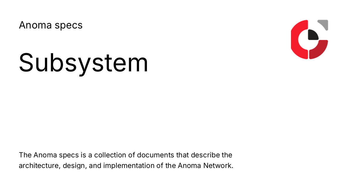 Subsystem - Anoma specs