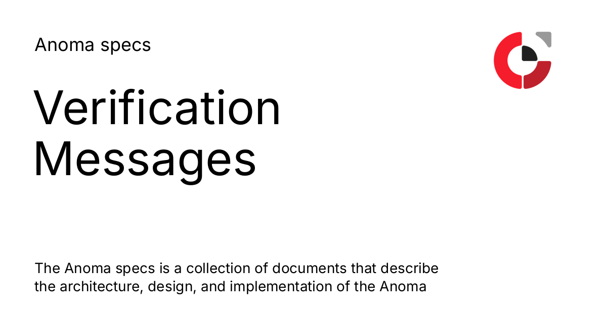 Verification Messages - Anoma specs