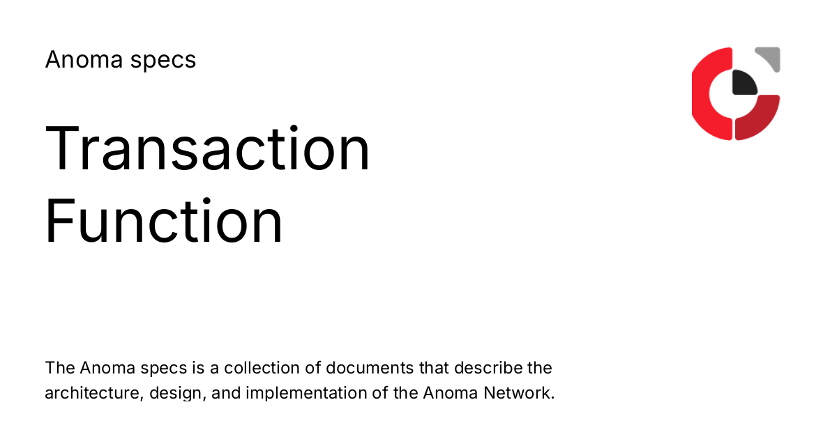 Transaction Function - Anoma specs