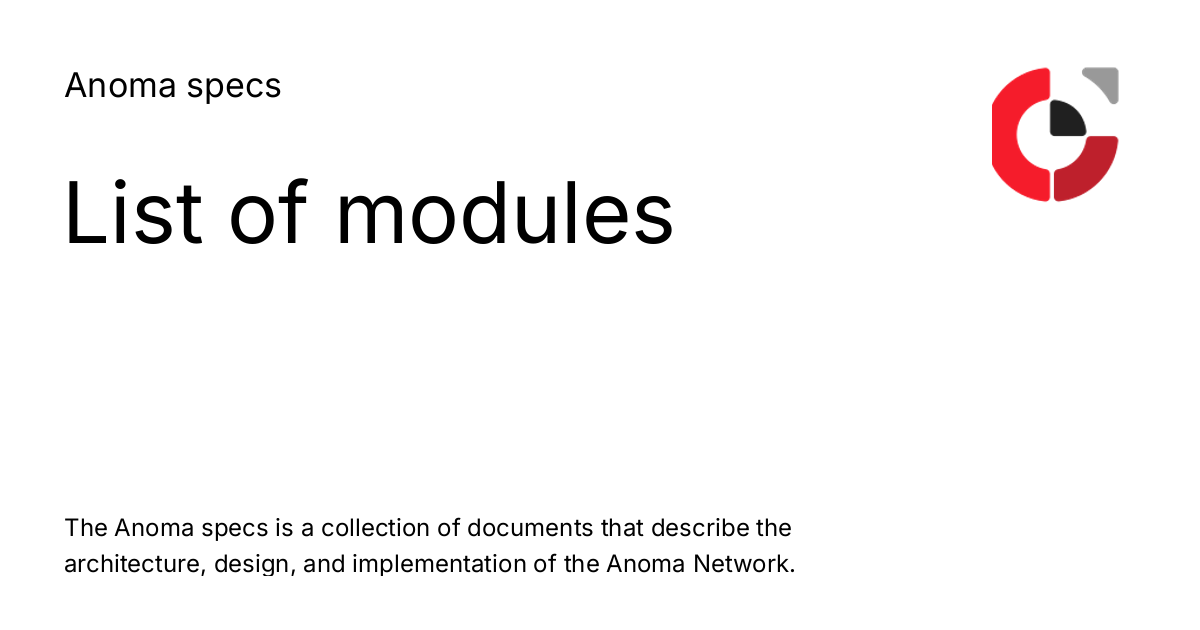 List of modules - Anoma specs