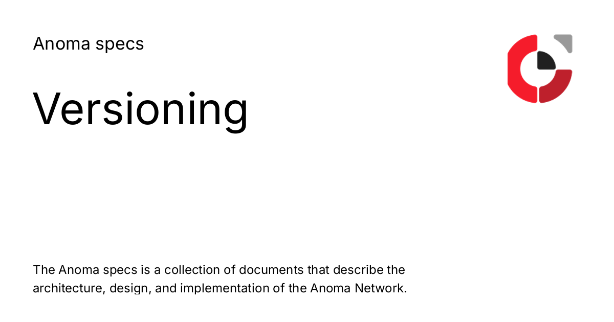 Versioning Anoma Specs