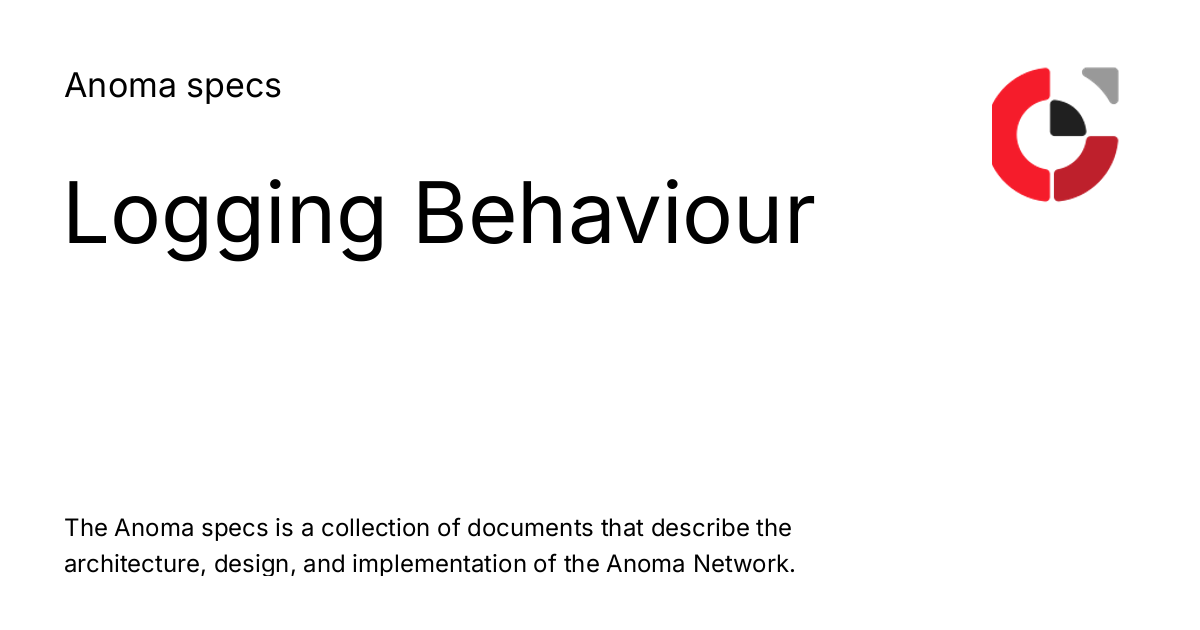 Logging Behaviour Anoma Specs